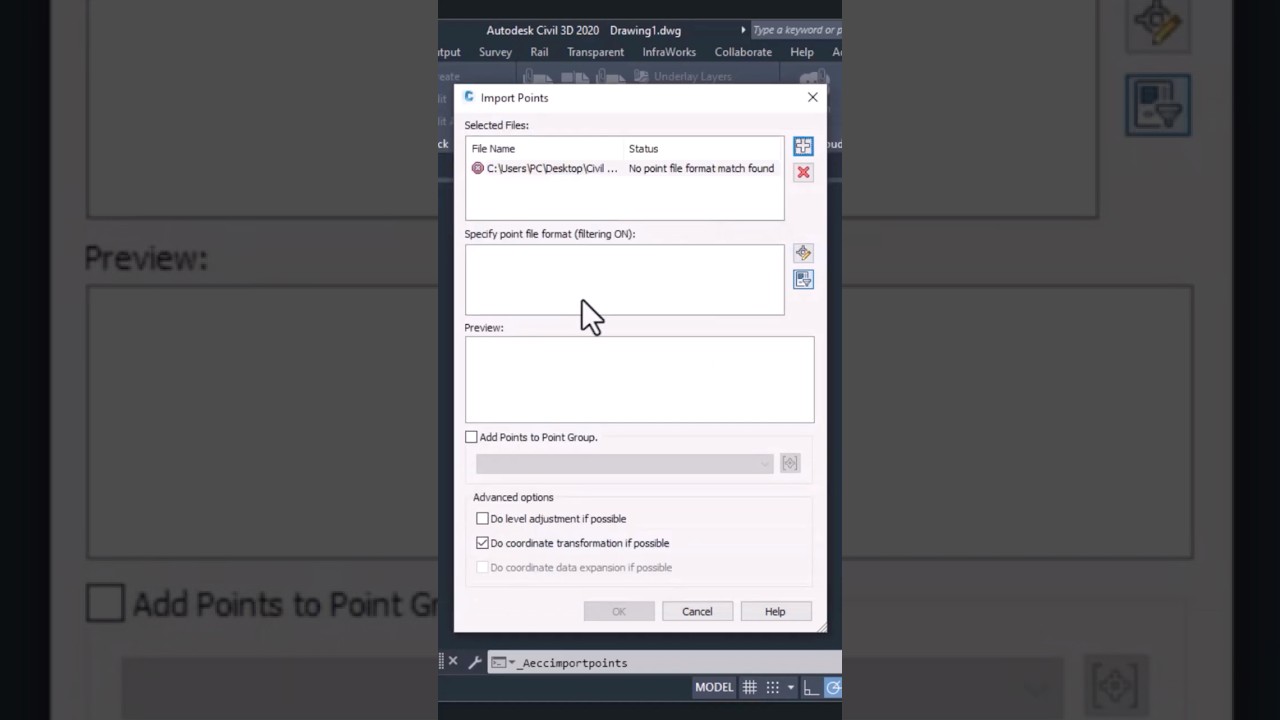 Civil 3D Tutorial For Beginners: Error! wrong point file format in civil 3D