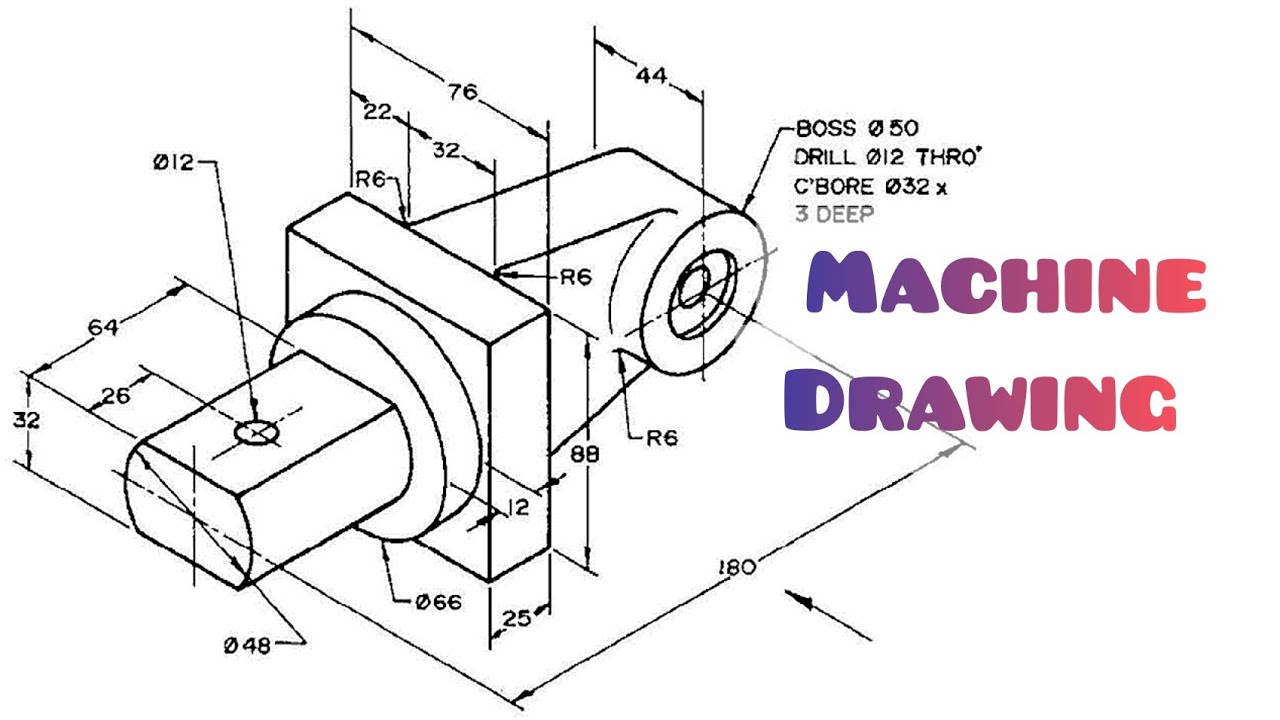 MACHINE DRAWING 3 _Orthographic projection in / Technical drawing / Engineering drawing
