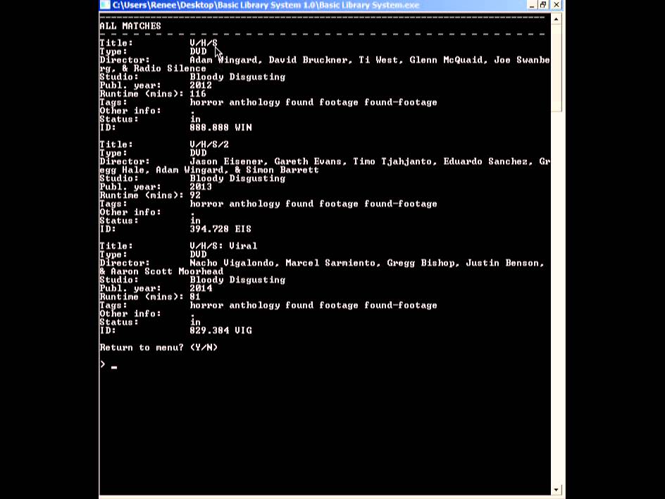 Features of Basic Library System 1.0