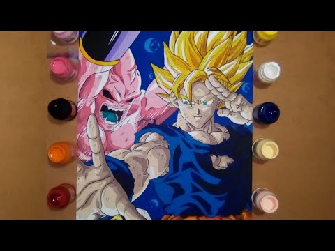 Proceso de pintura: Goku vs Majin Boo// How to paint Goku spirit ball vs Kid Boo from Dragon Ball Z