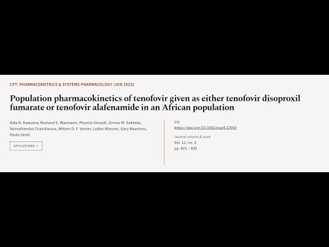 Population pharmacokinetics of tenofovir given as either tenofovir disoproxil fumarat... | RTCL.TV