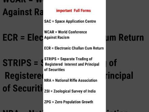 full form of SAC WCAR ECR STRIPS NRA ZSI ZPG ASR