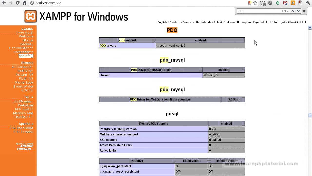 LearnPHP Tutorial Level 2, Chapter 10. Database Abstraction: PHP Data Objects (PDO)