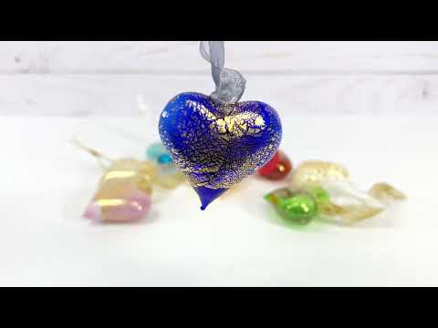 My Italian Decor - Murano Glass Blown Small Heart Ornaments, Handmade In Italy