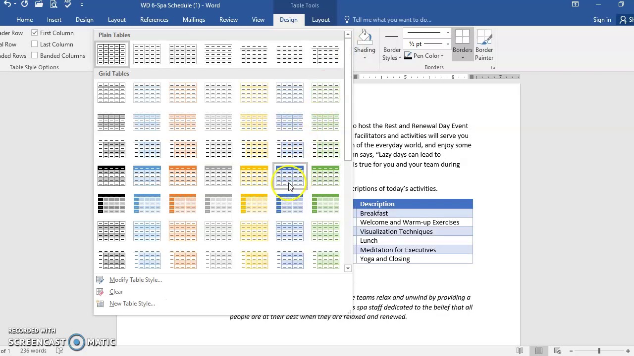 Module 6 Spa Schedule