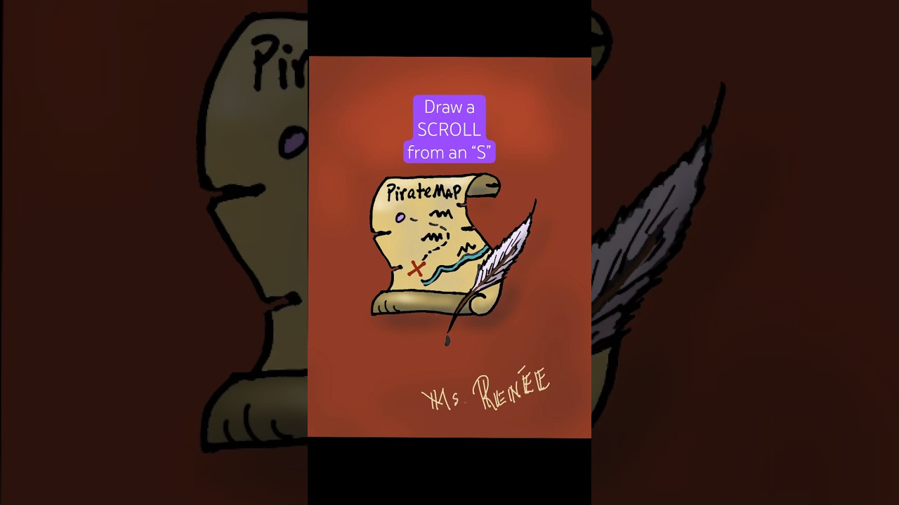 Daily #doodle - Draw a SCROLL from an “S” @ReneeAuguste #drawing #howtodraw #scroll #pirates #map