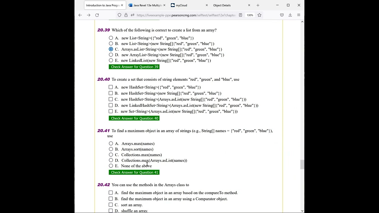 Daniel Liang Java Chapter 20 Multiple Choice Question Part 3