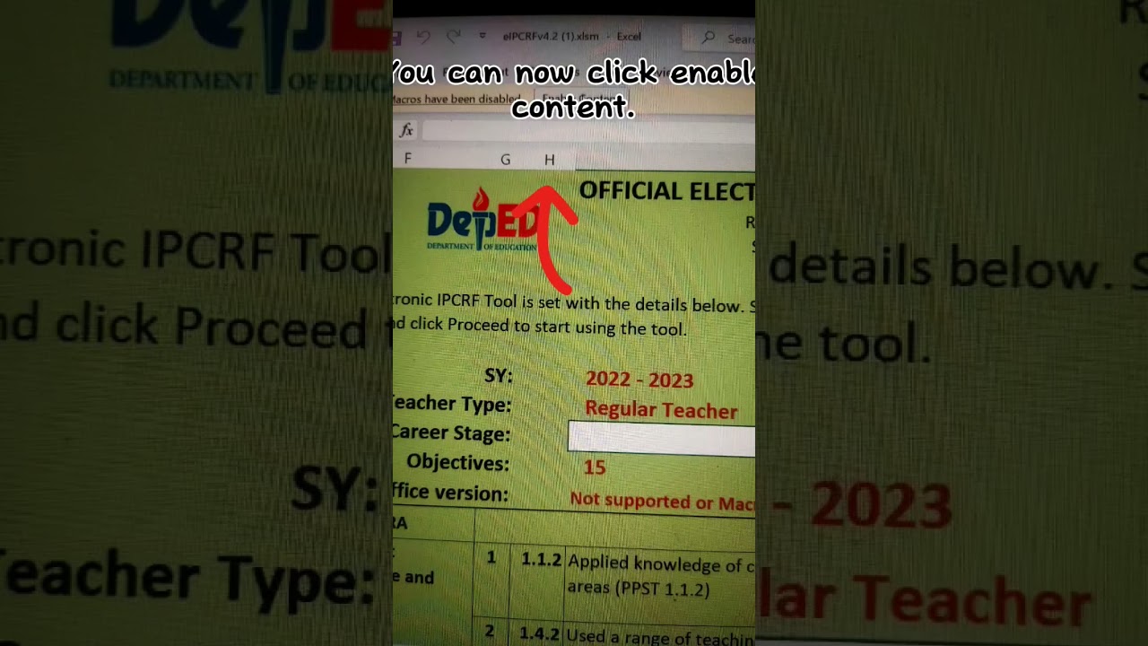 How to unblock macros in eipcrf tool for teacher 1-3 to enable contents?#ipcrf  #rpms
