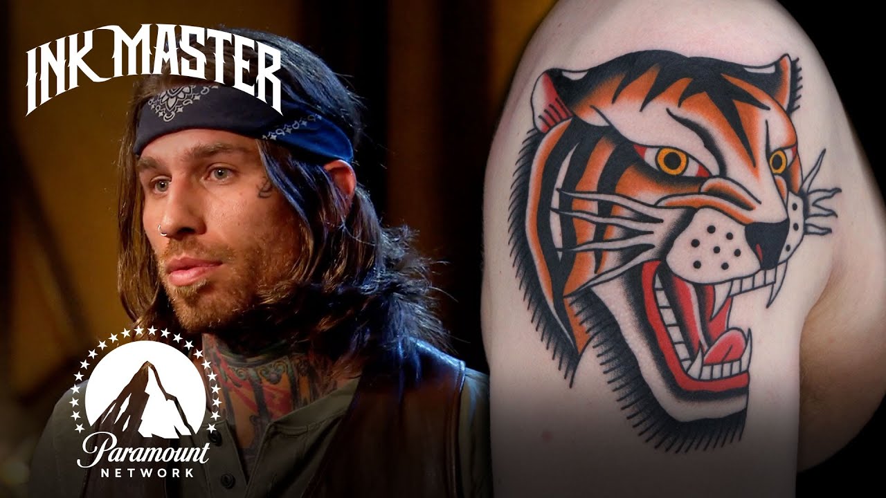 American Traditional Tiger Head Tattoo | Ink Master & Jack Daniel’s