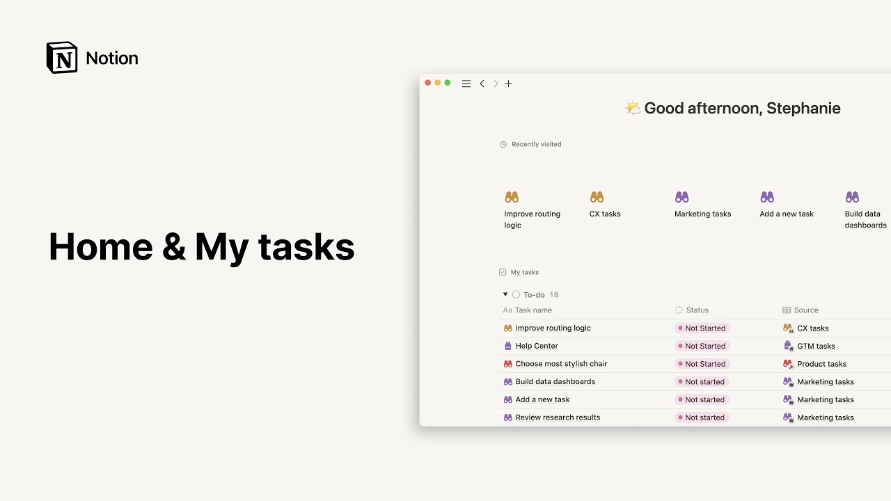 主页和我的任务 | Notion