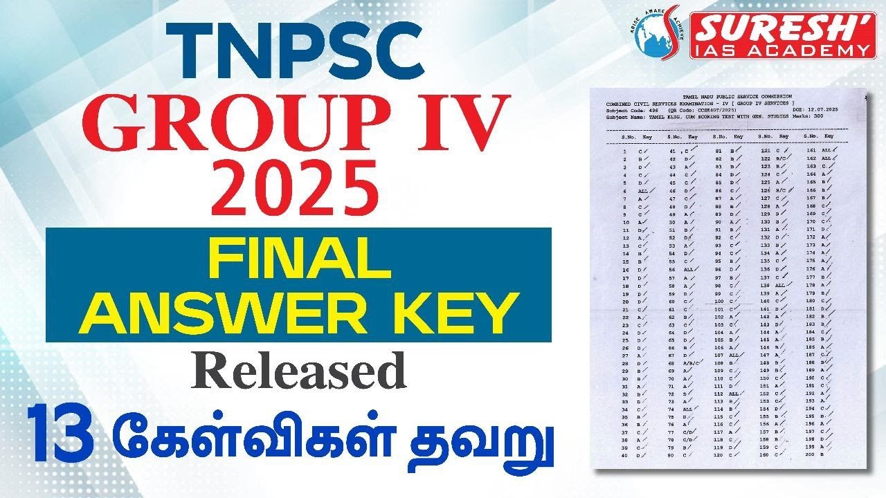 TNPSC GROUP IV | FINAL ANSWER KEY OUT | Suresh IAS Academy