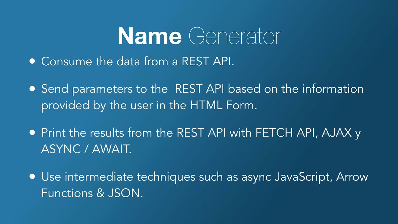 JavaScript Course: Name Generator APP