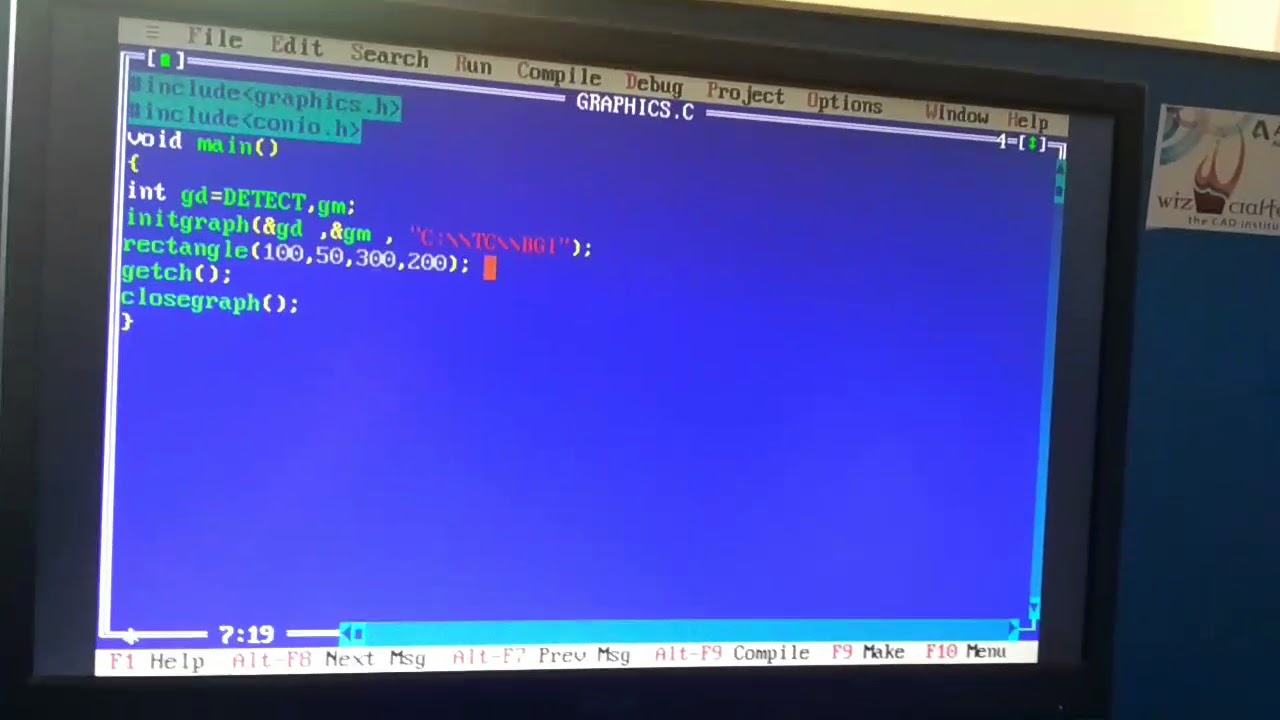C program to draw a rectangle using Graphics