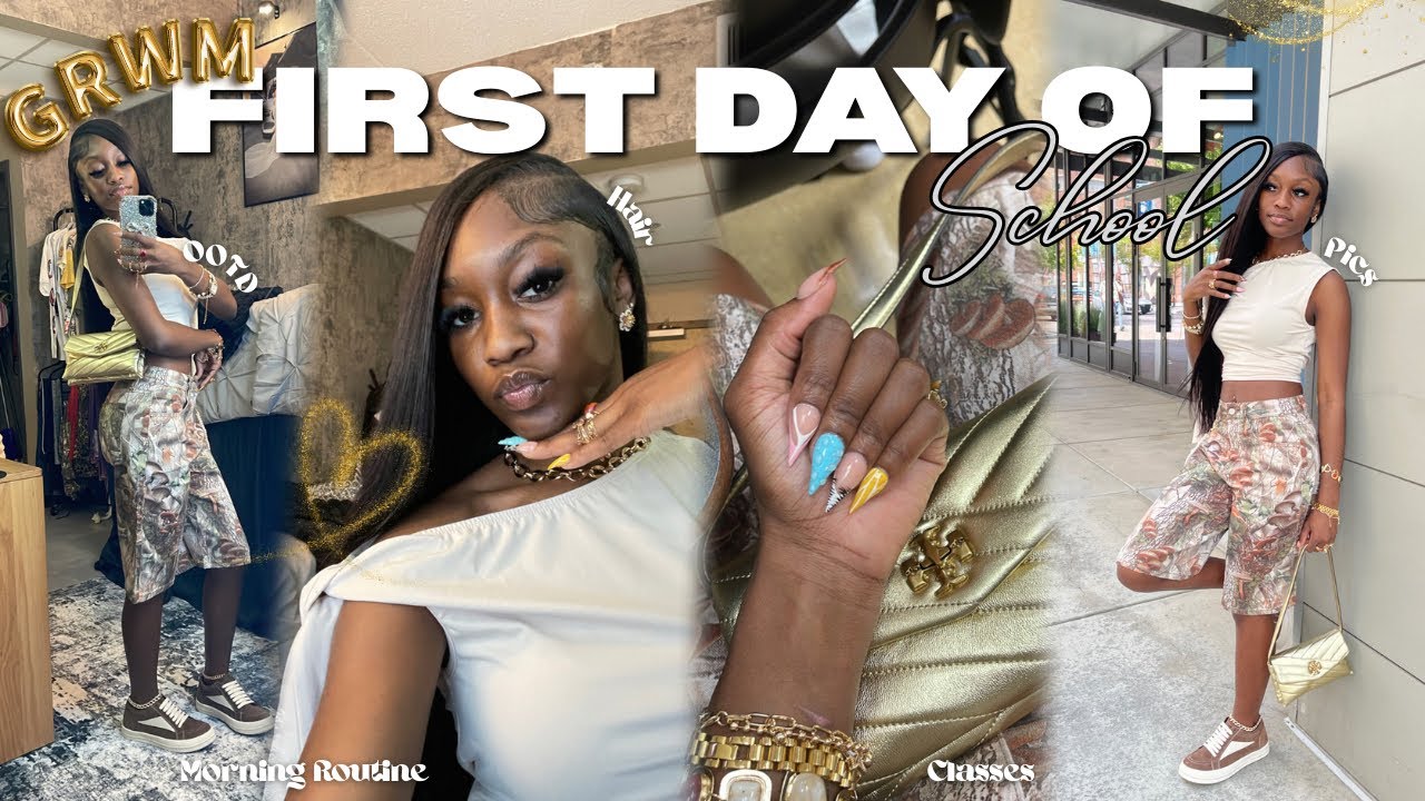 FIRST DAY OF SCHOOL GRWM ✰ Freshman Year || grwm, ootd, classes, lunch, pics, etc