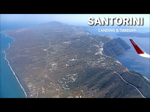 Santorini Airport - Landing and Take Off 4K
