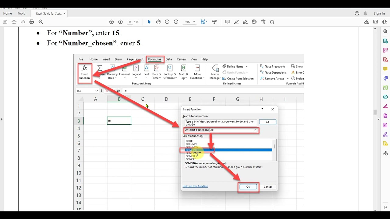 Permutation, Combination, Factorial - Using Excel