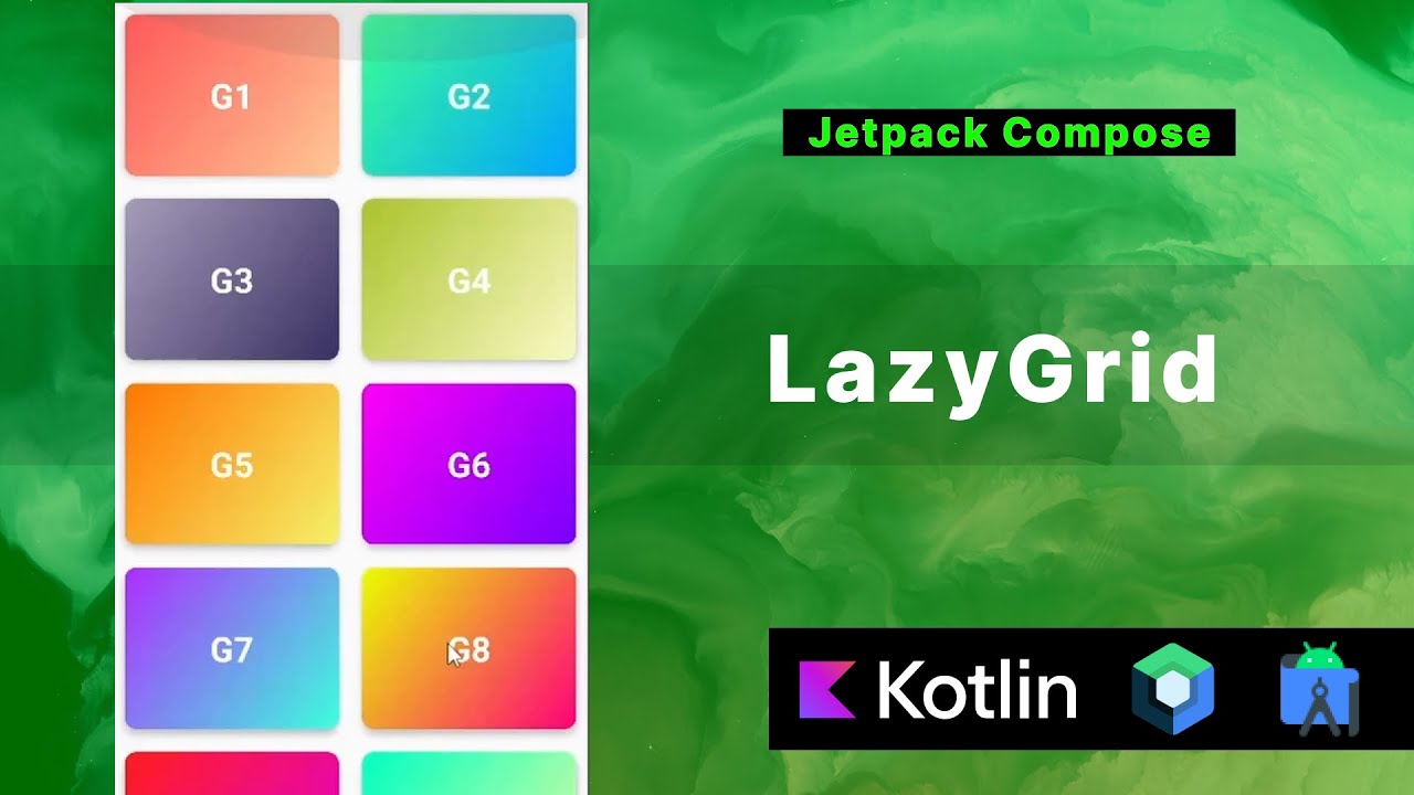 LazyGrid with Gradient Cards - Jetpack Compose // Android Studio