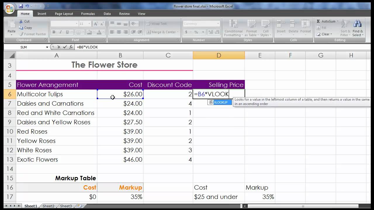Chapter 8 Exercise 7 (Flower Store)