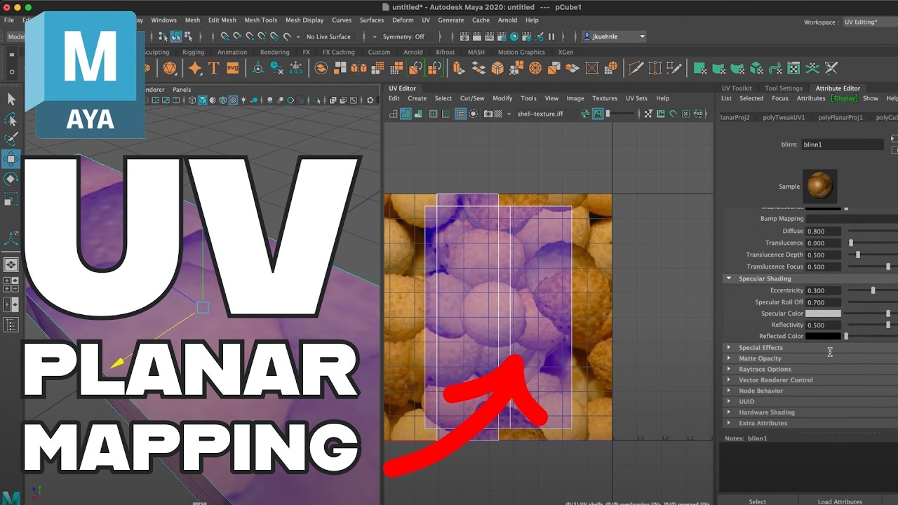 Basic UV Mapping Maya Tutorial with Planar Projections