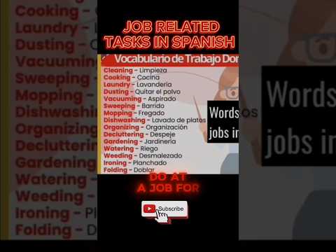 Tasks you do at a job in Spanish | subscribe! #spanish #spanishlearning101🔴