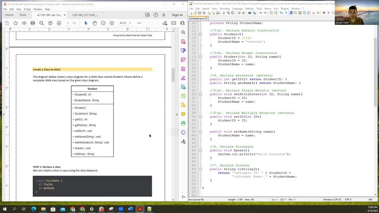 CSC186 Lab Tutorial 4 Application Class