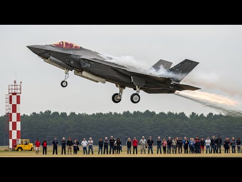 Military Airshow - Female Pilot of US F-35 Fighter Jet Takes Off Crazy at Her Base in Full Speed!