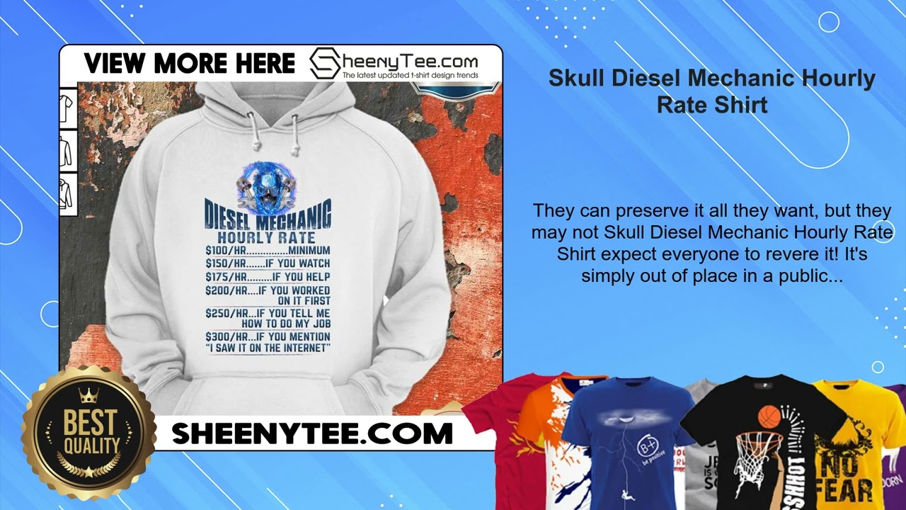 Skull Diesel Mechanic Hourly Rate Shirt