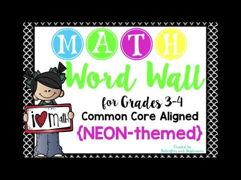 Math Word Wall Grades 3-4 Neon
