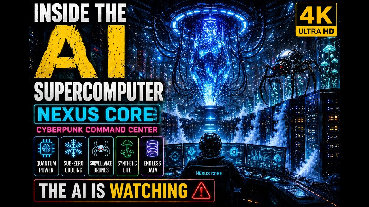 INSIDE THE AI SUPERCOMPUTER 🧠❄️ | Cyberpunk Command Center 4K Loop 🔁 | Futuristic Tech Ambience ⚡