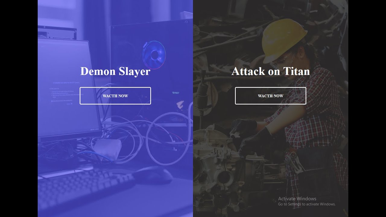 create a split landing page with html css & js for beginners