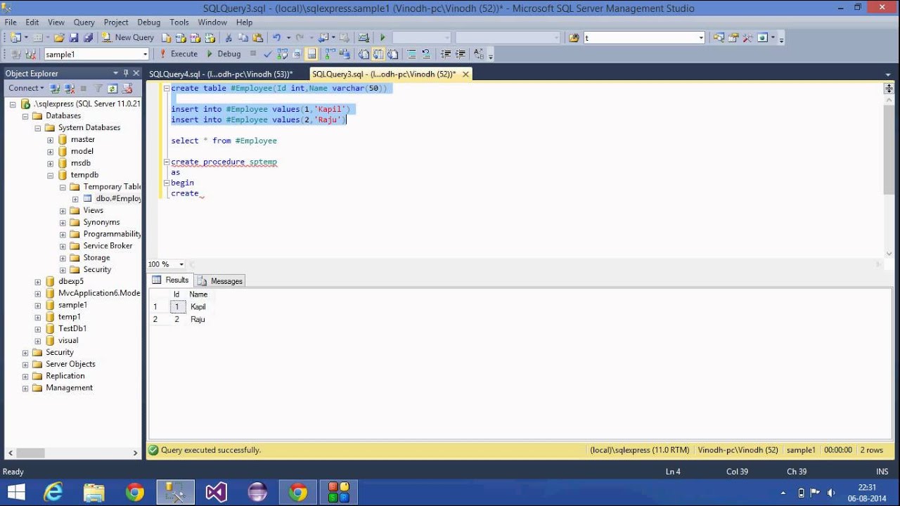23.SQL Server Tutorial -Telugu (Temporary Tables)
