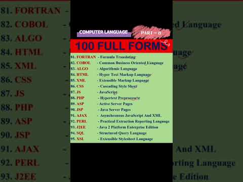 100 Most Important Full Forms of Computer Science || Computer languages By Punam