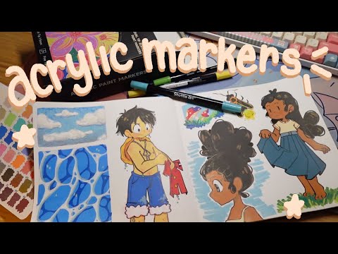 shuttle art acrylic paint marker review🌈🍀 // sketchbook draw w me📒 // todooi✏️