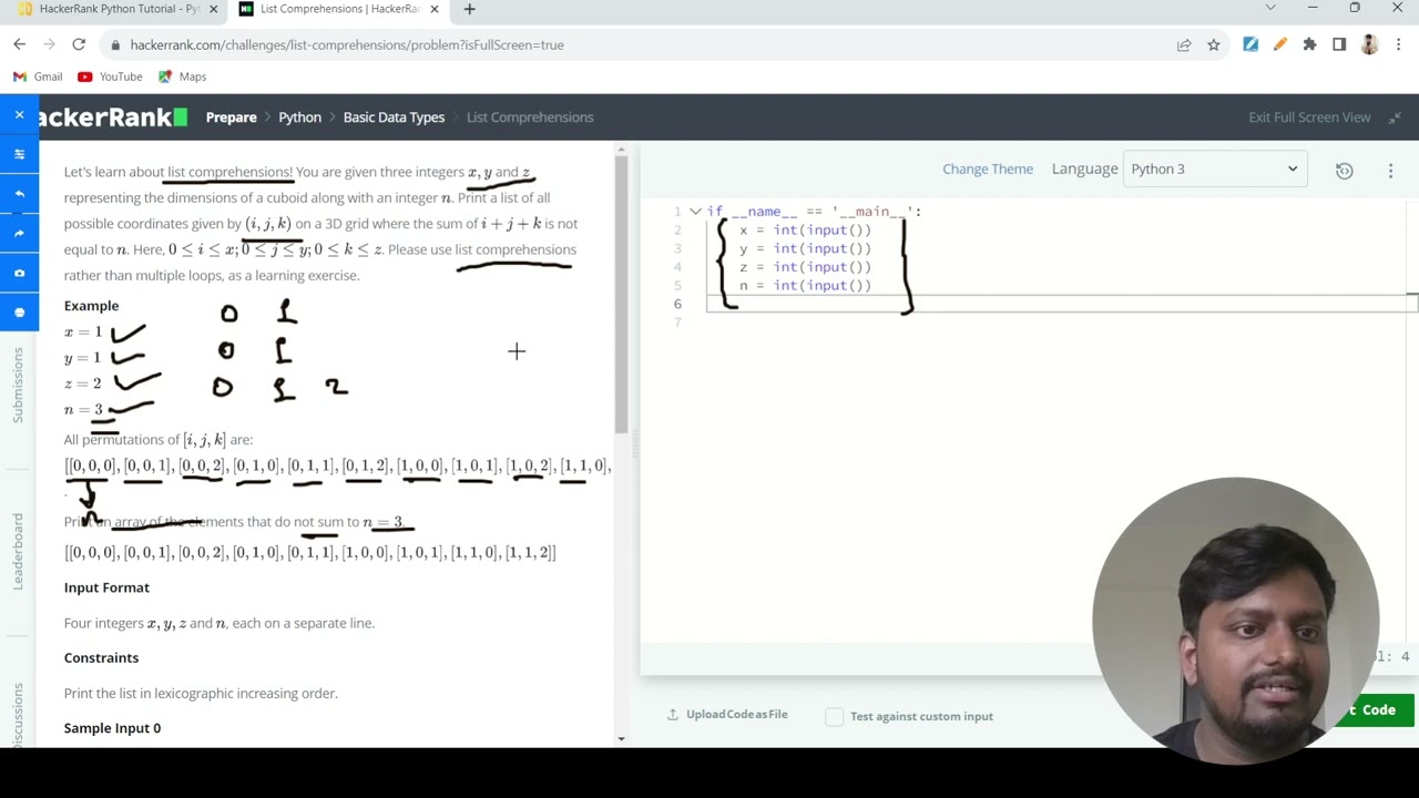 Hackerrank Solution | Python List Comprehension | #7