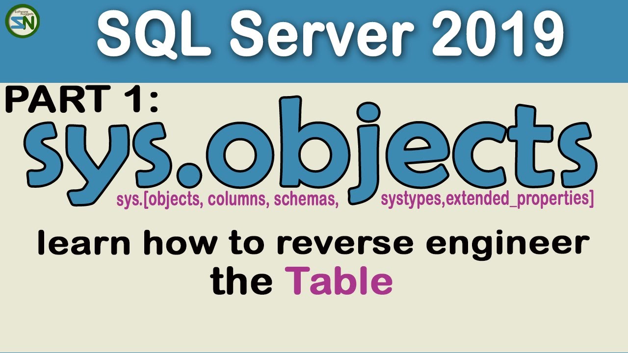 Part 1: How to Reverse Engineer your SQL Server Database, using the SYS objects.