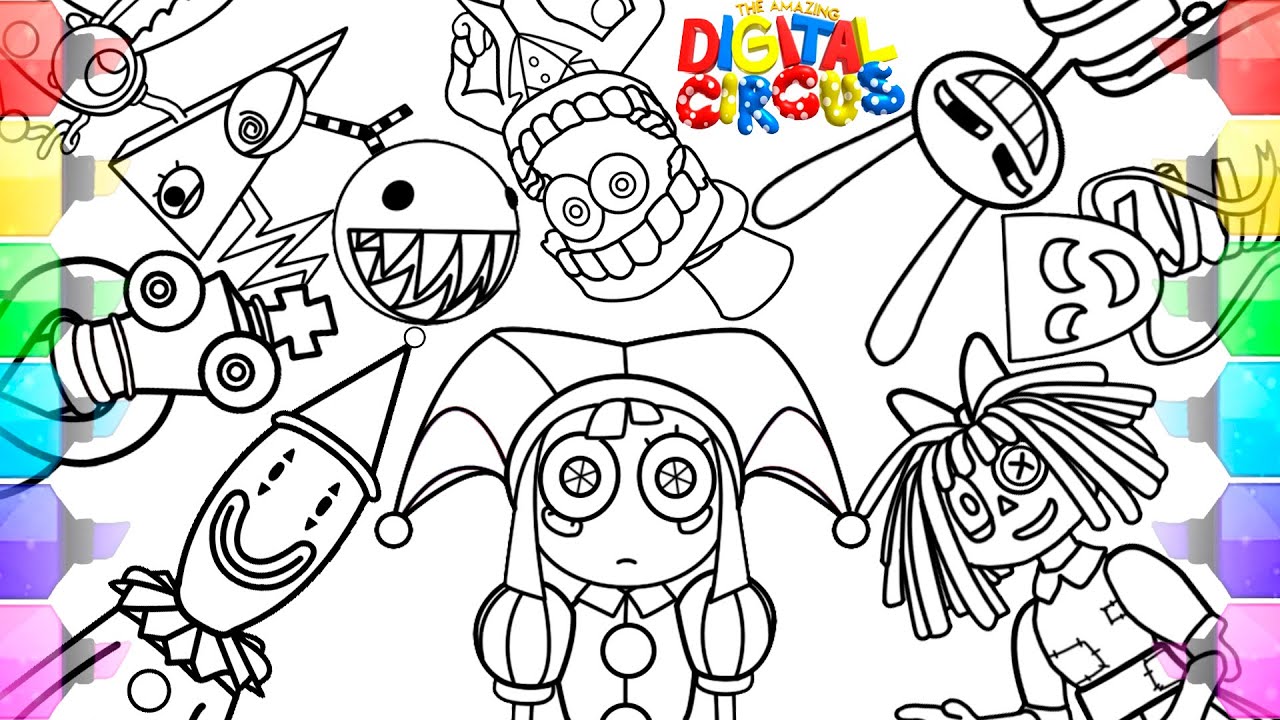 EL INCREÍBLE CIRCO DIGITAL Dibujos para colorear / Colorea a todos los personajes principales