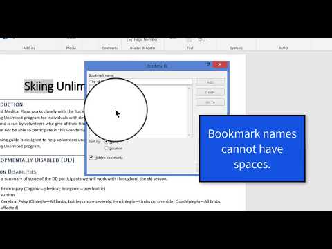 How to Create a Bookmark Link in a Word 2016 Document