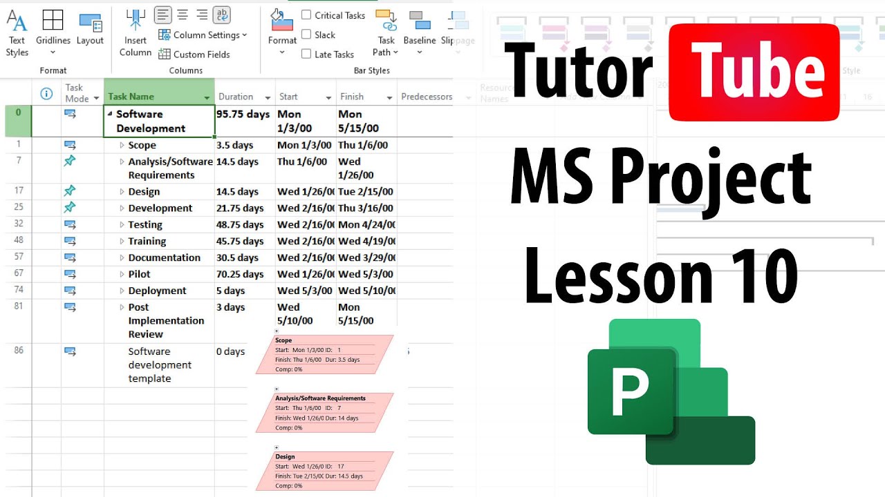 Microsoft Project - Lesson 10 - Linking Tasks and utilizing Automatic Scheduled Tasks