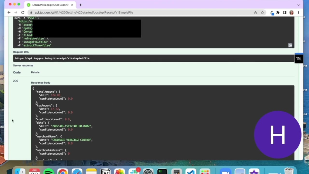 TAGGUN Receipt OCR API demo