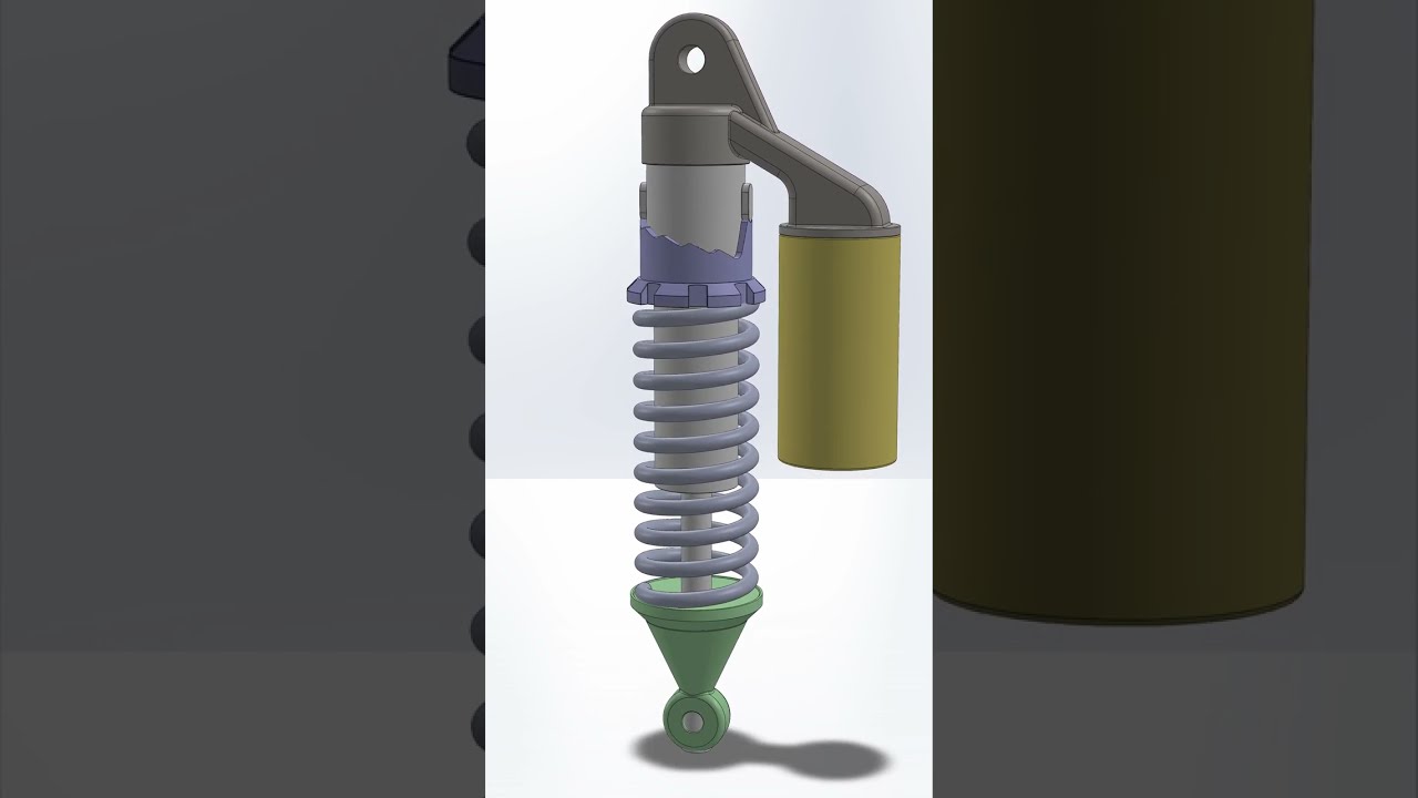 shock absorber with animated spring #cad#3dmodeling#solidworks #suspension#digitaldesign #mechanical