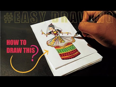 Manipur | Easy Drawing | Folk Dance Manipur Northeast India #dance #easydrawing #howtodraw #manipur
