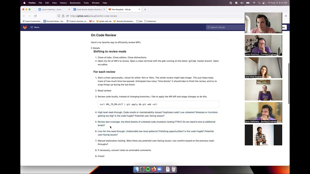 Code Review Weekly Workshop - Aug 12, 2022