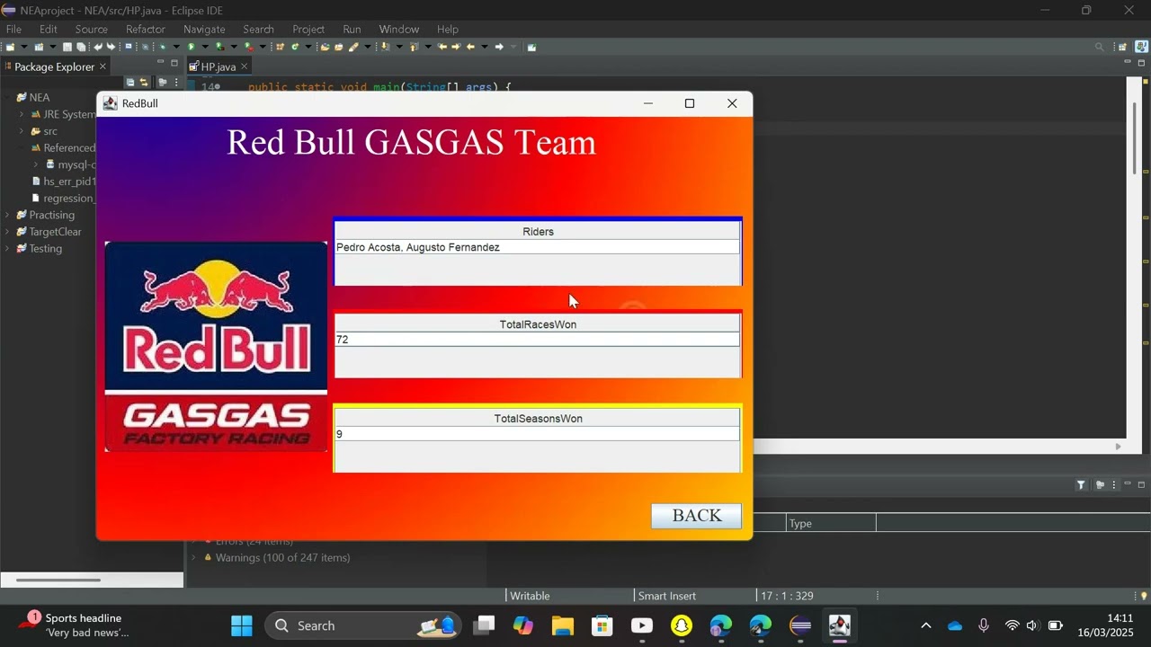 MotoGP Statistics and Information System- Alevel comp sci