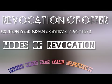 Revocation of offer in tamil|section 6 of indian Contract Act|modes of Revocation of offer|tamil
