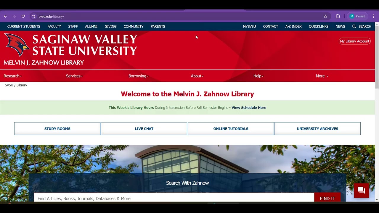 SVSU Library Site Intro