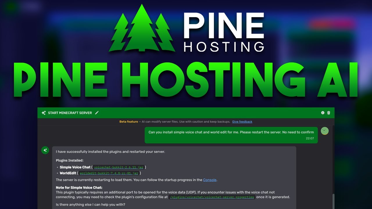 Pine Hosting AI – The AI That Builds and Configures Game Servers For You