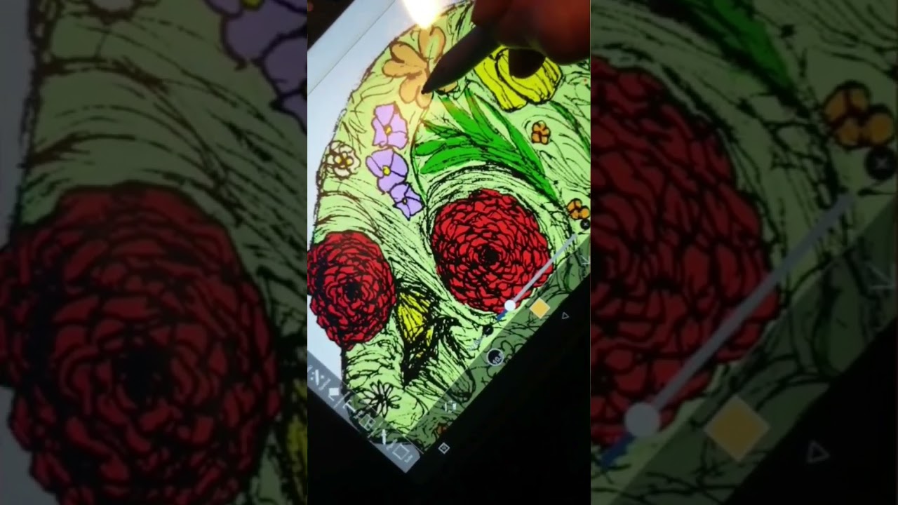 skull flowers painting digital #skulldrawing