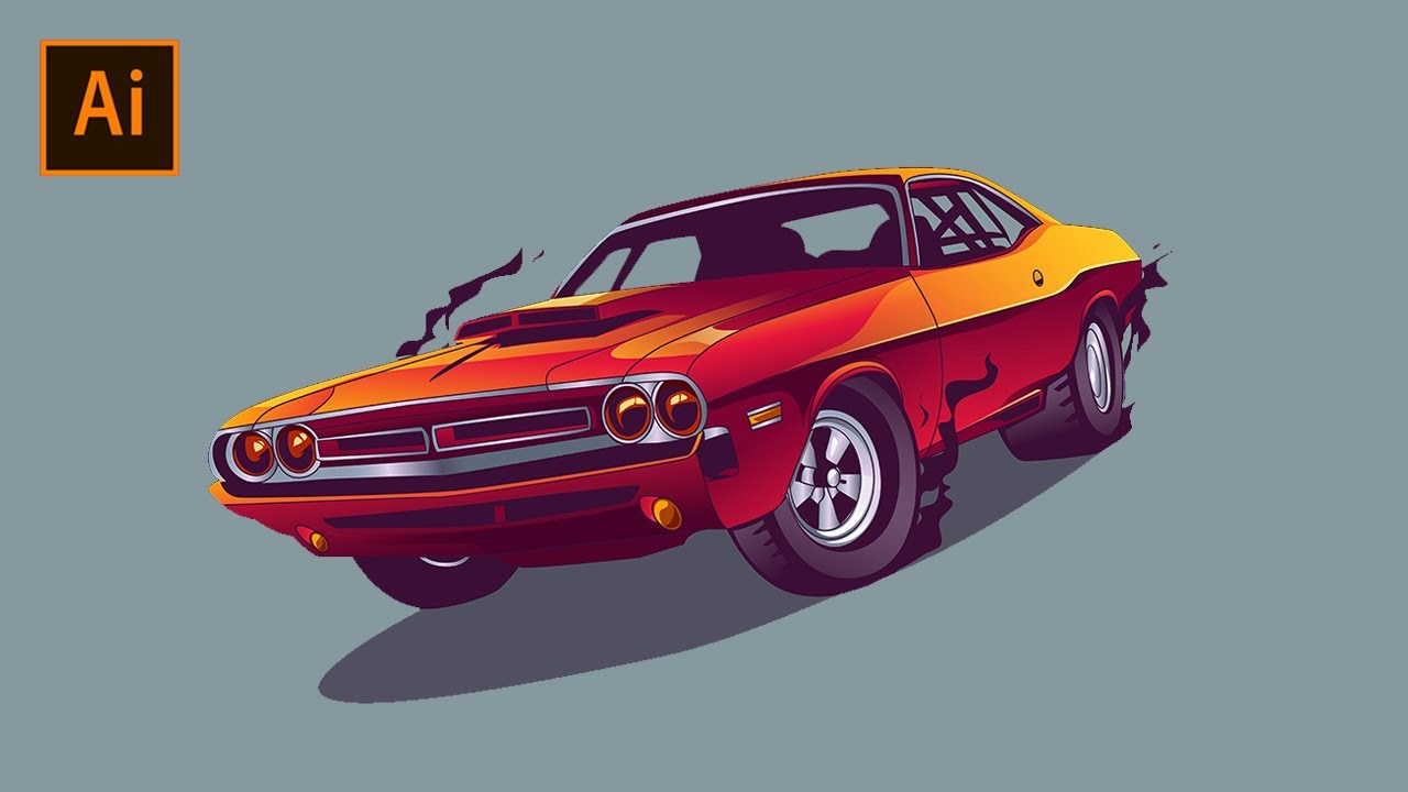 american muscle car in vector - adobe illustrator cc