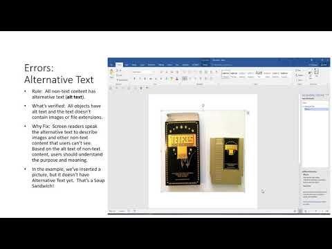 Word for Windows 2016 Accessibility Checker: Alternate Text Errors