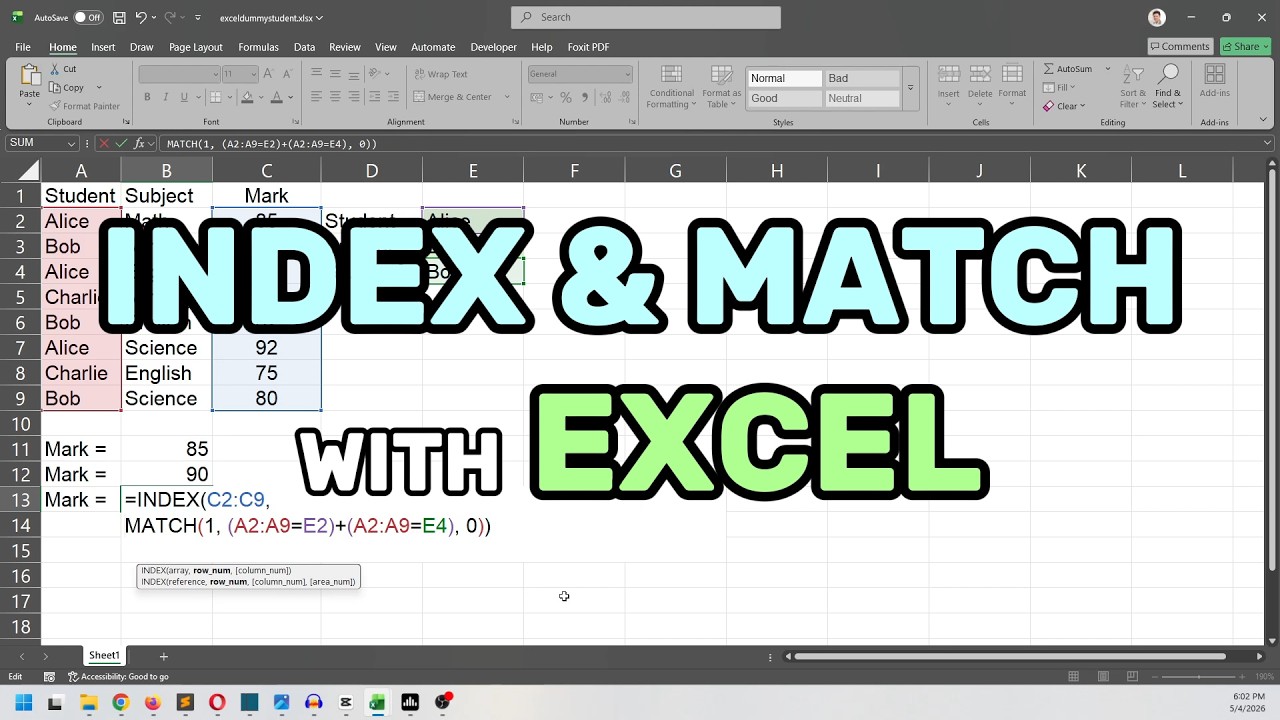 INDEX + MATCH Explained (Better Than VLOOKUP!) | Single, Multiple, AND & OR Logic in Excel